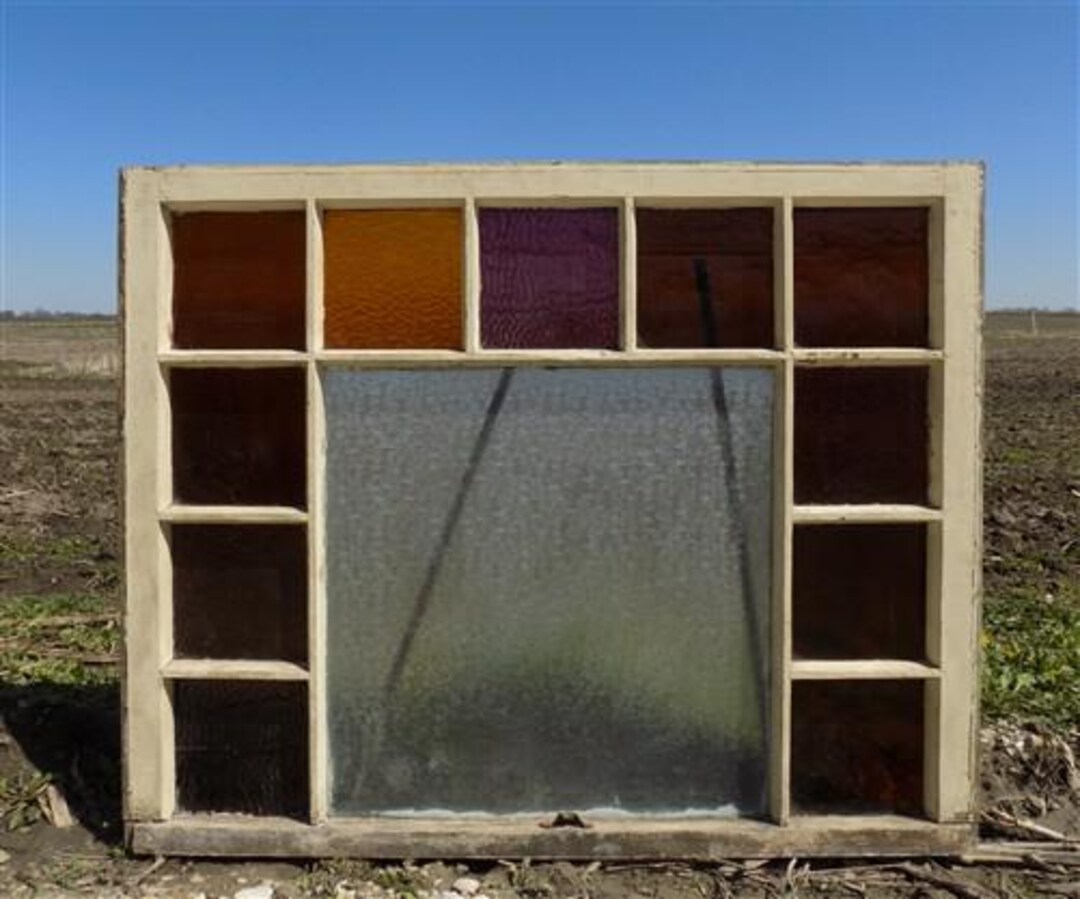 Antique Stained Glass, Rectangular Church Window, Architectural Art ...