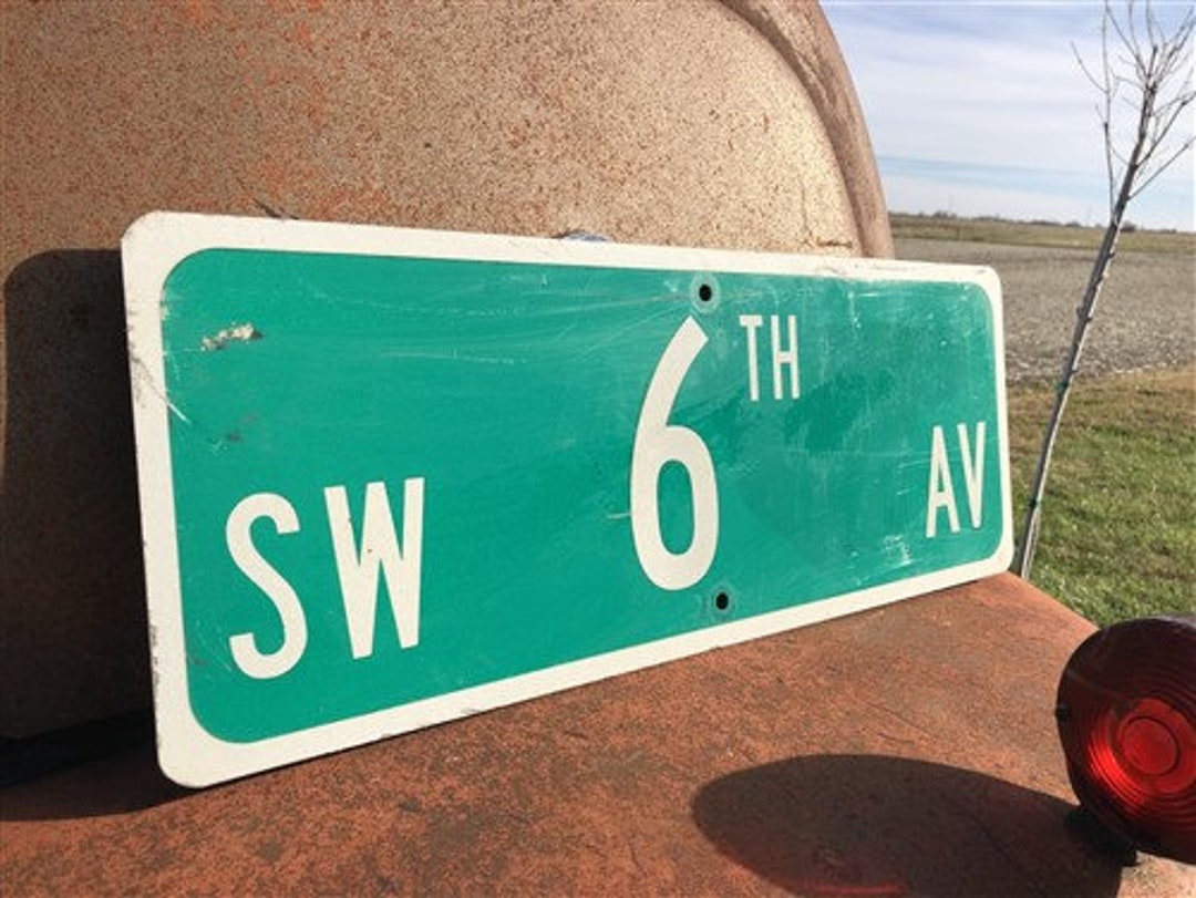 SW 6th Av Street Sign, 9x24 Vintage Green Road Sign, Metal Road Sign, H ...