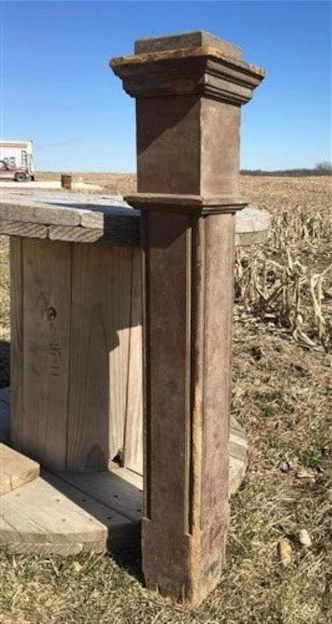Newel Post Porch Column, Wood Architectural Salvage Repurpose Railing ...