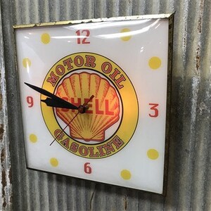Shell Motor Oil Clock, Gas Station Lighted Pam Clock, Vintage ...