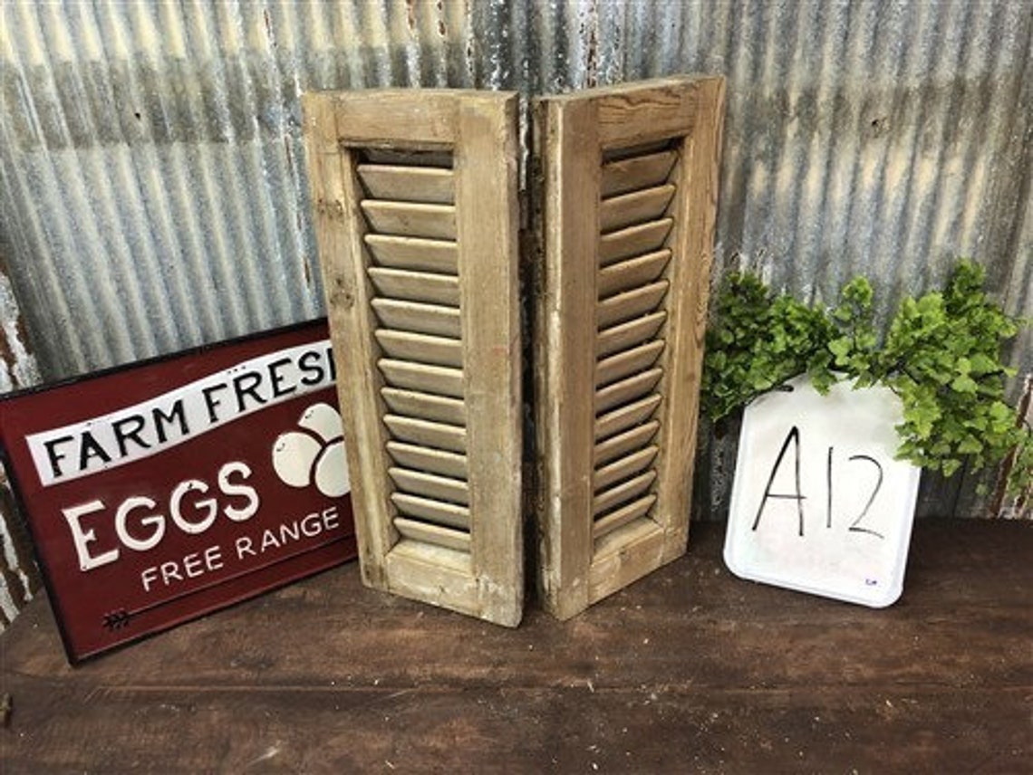 Small Antique Farmhouse Shutter Natural Wood Shutter - Etsy
