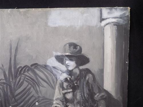 1920s Junita Mcgwire Portrait Paint Canvas, Original Art Partially ...