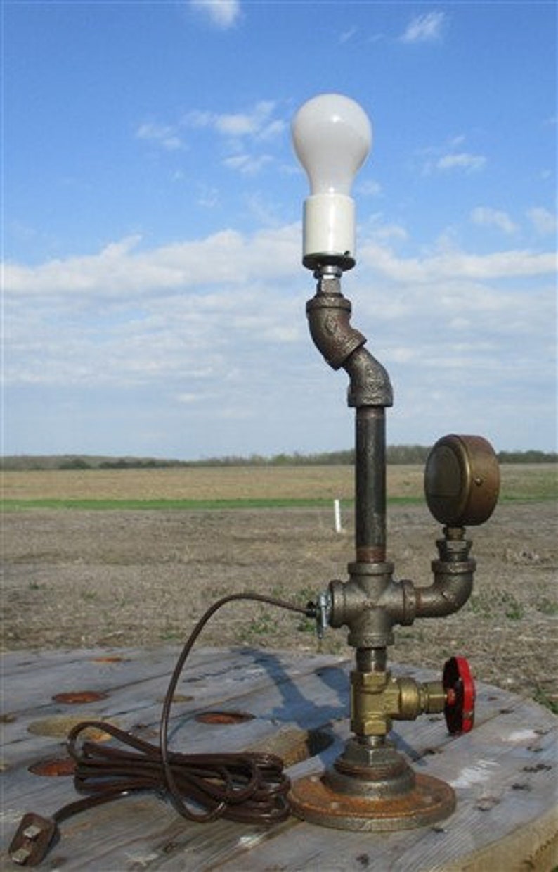 Steampunk Desk Lamp Pressure Gauge Plumbers Pipe Industrial - Etsy