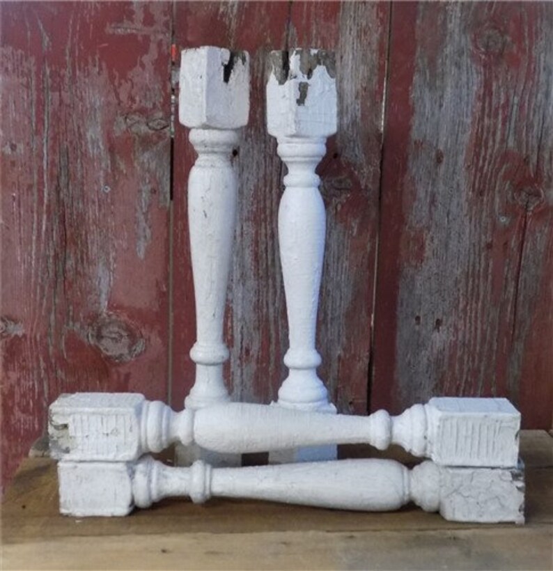 4 Balusters White Wood Architectural Salvage Spindles Porch - Etsy