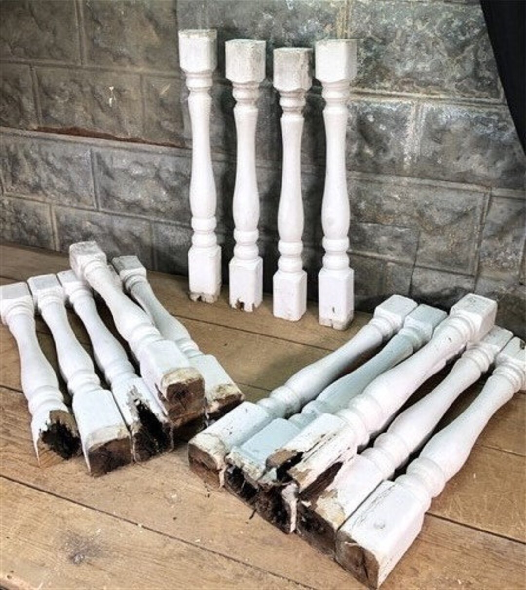 16 Balusters White Wood Architectural Salvage Spindles Porch Post House ...