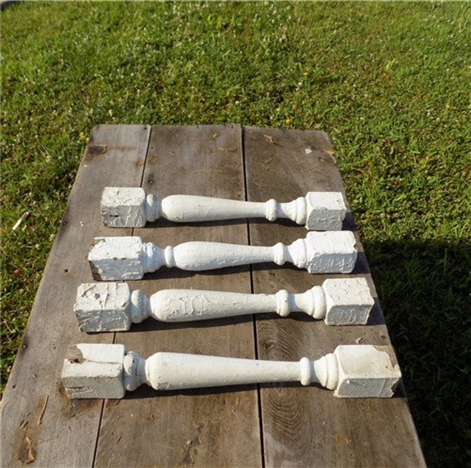 4 Balusters White Wood Architectural Salvage Spindles Porch - Etsy