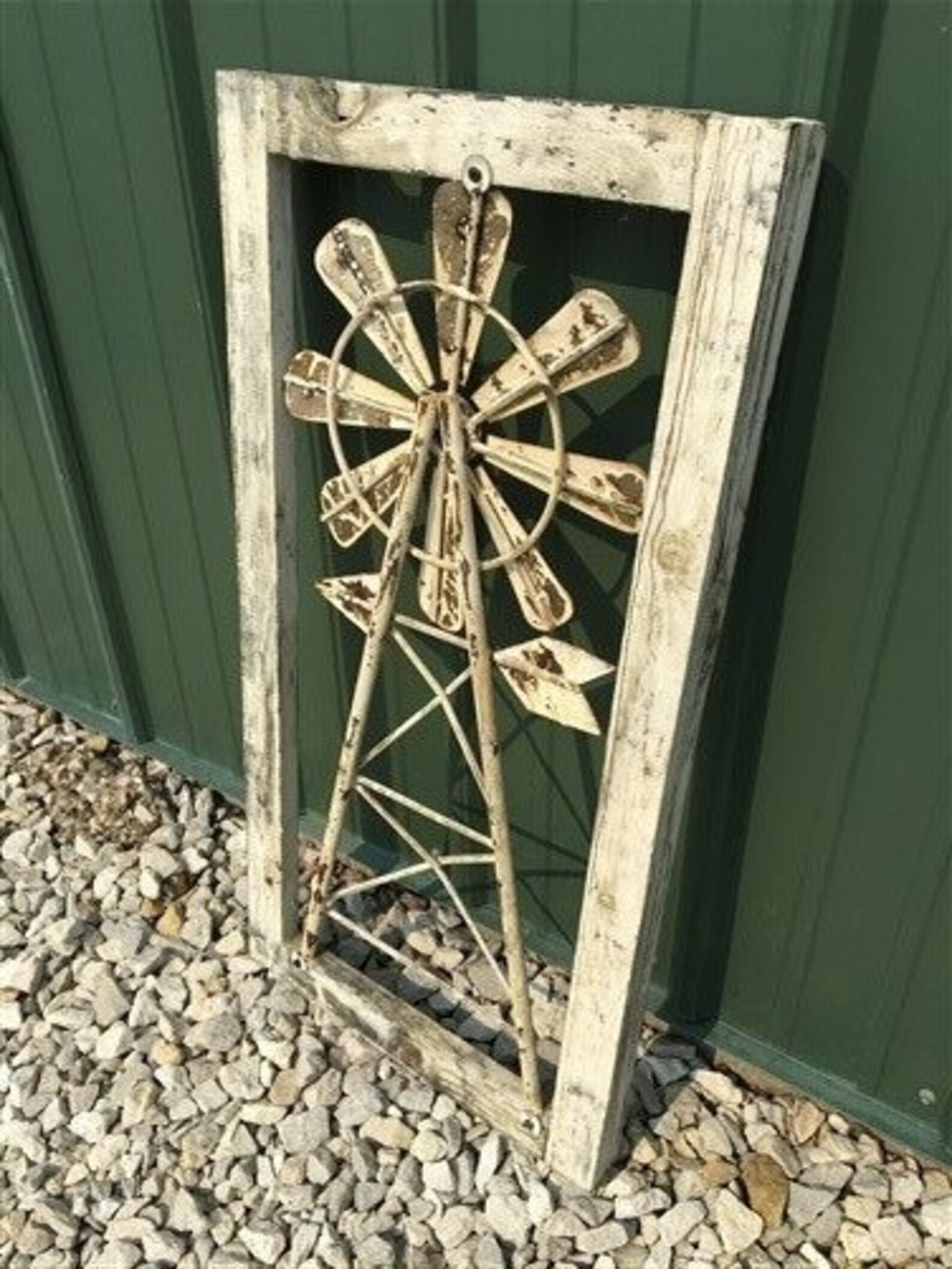 Windmill Wood Metal Window Frame, Rustic Farmhouse Decor, Windmill ...