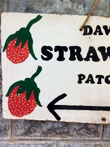 Dave's Strawberry Patch Sign Vintage Farmers Market Folk | Etsy