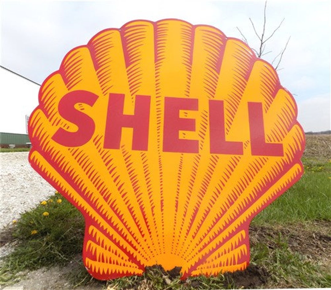 Large Shell Sign, Metal Porcelain Sign, Advertising Sign, Gas Station ...
