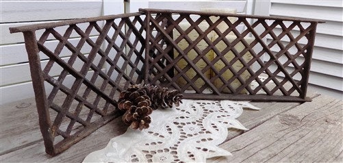 2 Flat Cast Iron Grates Fretwork Vent Covers Air Return Architectural ...