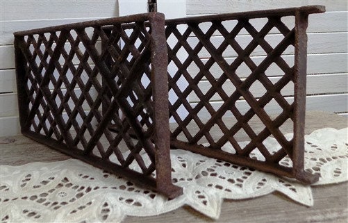 2 Flat Cast Iron Grates Fretwork Vent Covers Air Return Architectural ...