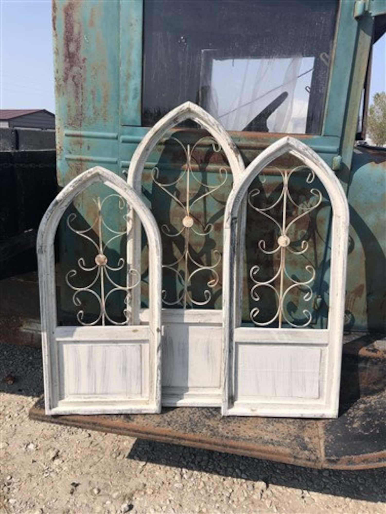 3 French Country Wood Metal Window Frame, Architectural Frame ...