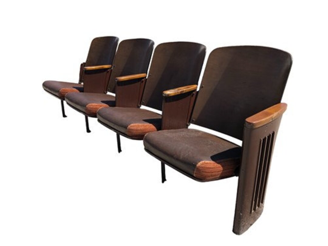 4 Padded Folding Theater Seats, Auditorium Theatre Seat, Entryway Bench ...