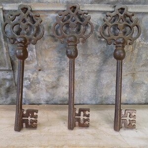 3 Large Cast Iron Skeleton Keys Victorian Lock Hardware | Etsy
