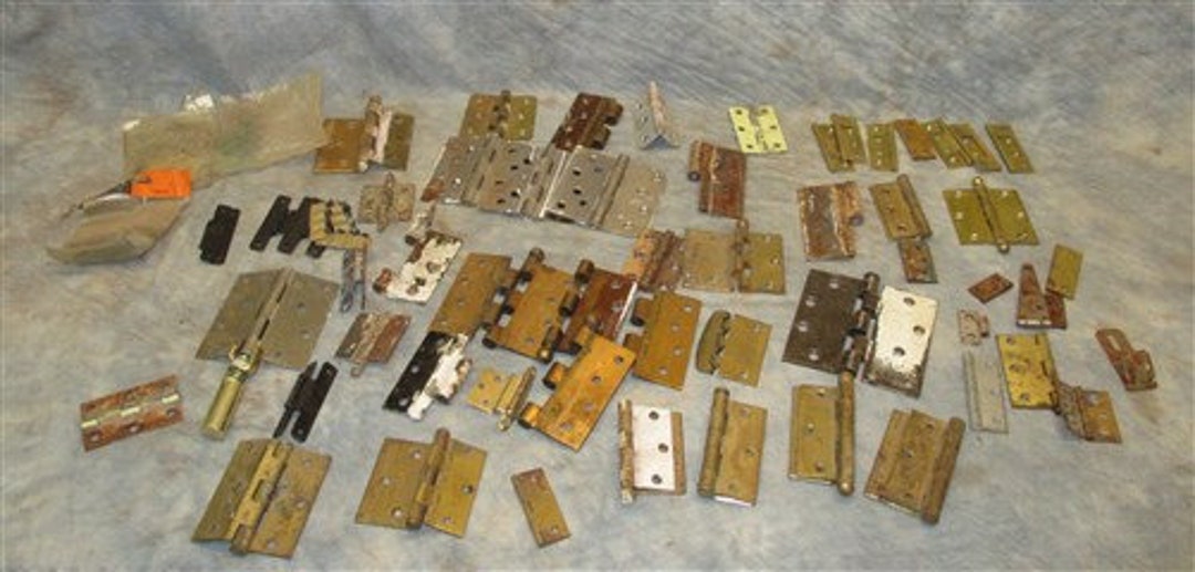 Lot Reclaimed Metal Hinge Parts, Architectural Salvage Hardware Assorted Hinge B, Vintage Hinge ...