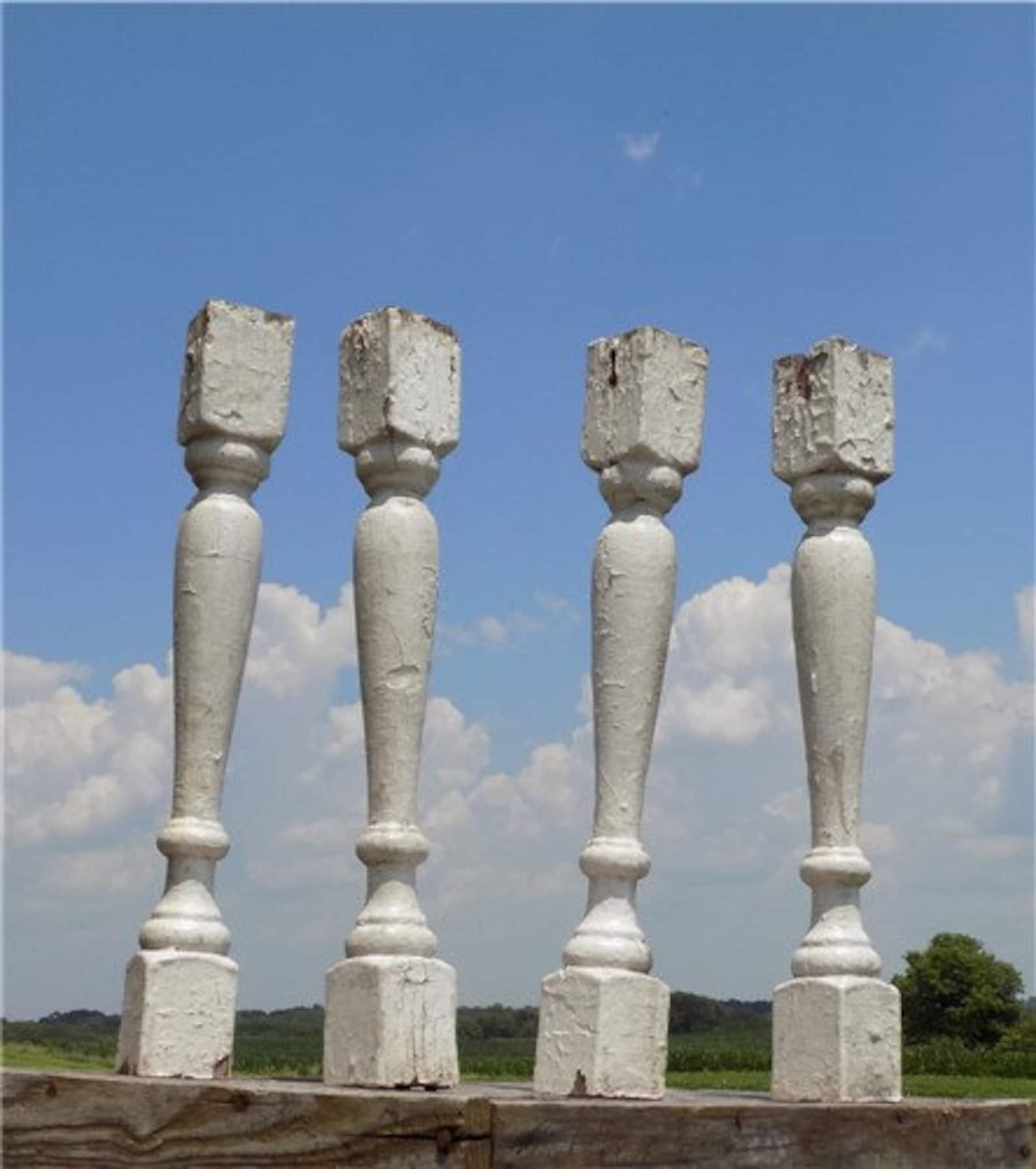 4 Balusters White Wood Architectural Salvage Spindles Porch | Etsy