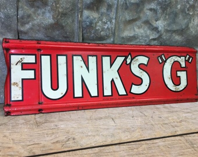 Funks G Hybrid 2 Sided Vintage Metal Advertising Sign, Rustic Seed Corn ...