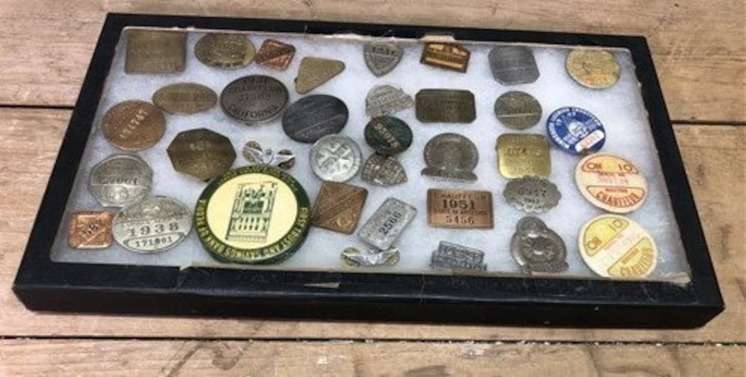 1920-1950s Chauffeur Pins Badges License Lot, Vintage Licensed Driver ...