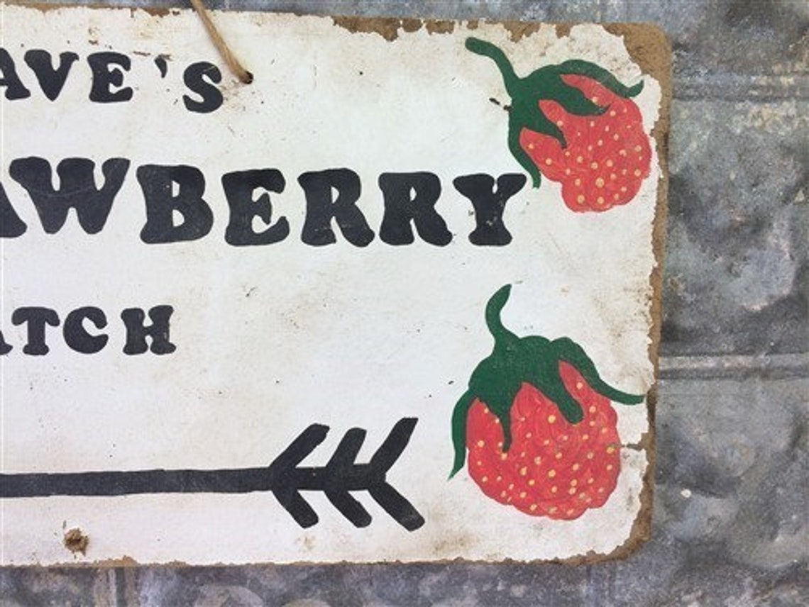 Dave's Strawberry Patch Sign Vintage Farmers Market Folk - Etsy