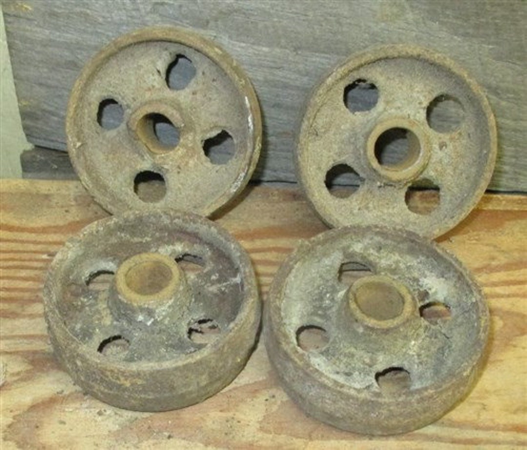 Set 4 Wheels 2.5" Vintage Metal Machine Industrial Age Cart Table ...