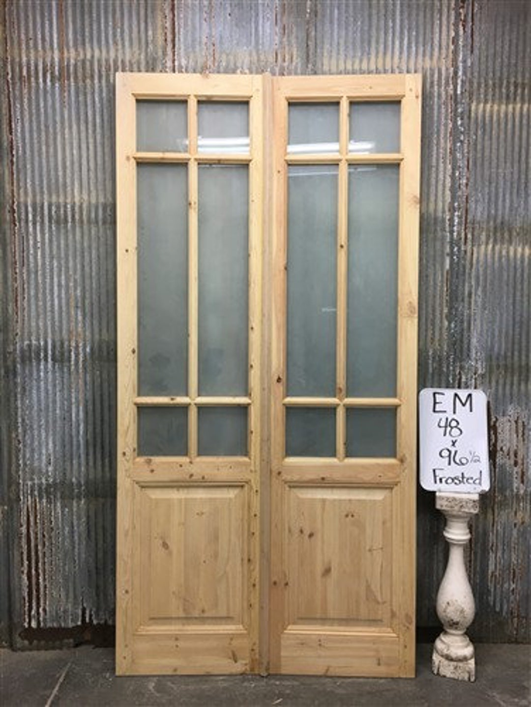 French Double Door (48x96.5) 6 Pane Frosted Glass Door European Styled ...