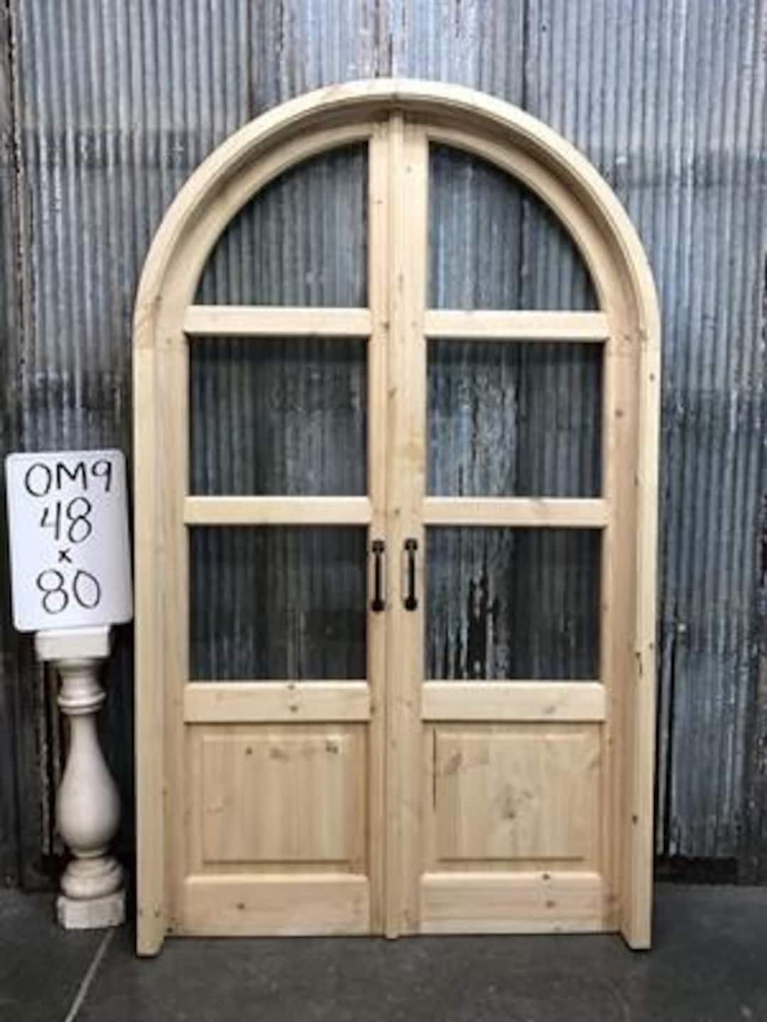 Arched French Double Door (48x80) 3 Pane Glass Door European Styled W ...