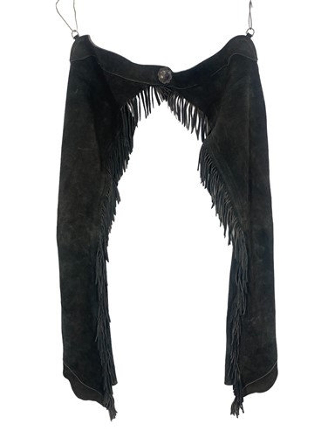 Bears Black Suede Fringed Chaps, Cowboy Western Concho, Rodeo Riding ...