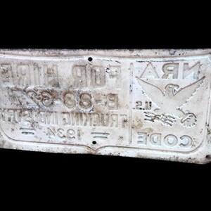 1934 NRA Code License Plate, National Recovery Act Trucking Industry ...