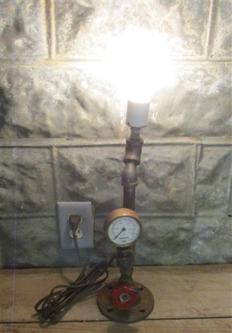 Steampunk Desk Lamp Pressure Gauge Plumbers Pipe Industrial - Etsy
