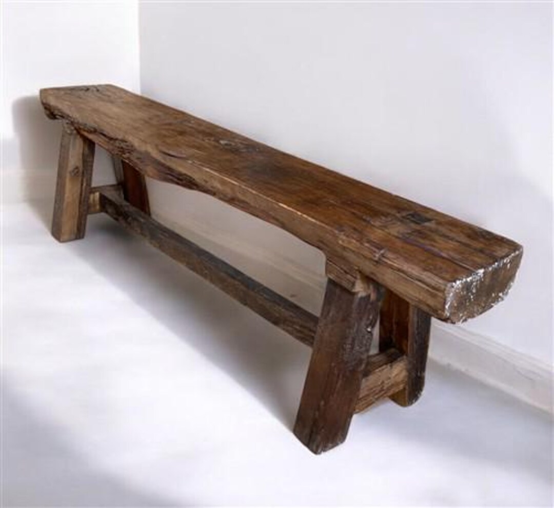Rustic Log Bench, Vintage Reclaimed Wood Bench, Farmhouse Decor, Cabin ...