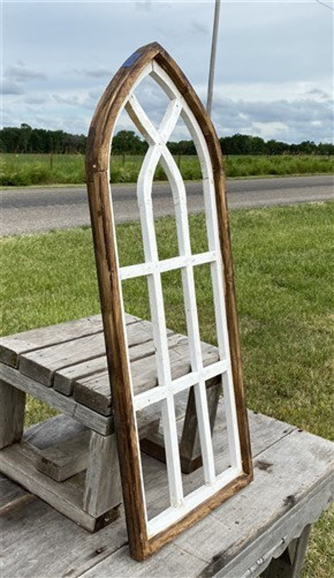 2 Tone Arched Cathedral Window Frame Wooden Church Frame | Etsy