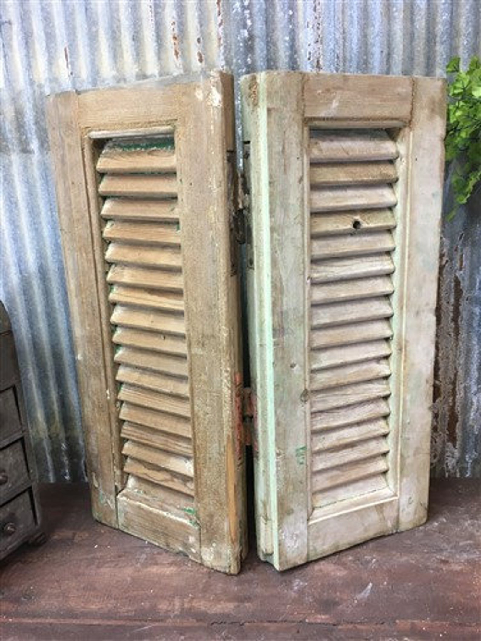 Small Green Antique Farmhouse Shutter Wood Shutter - Etsy