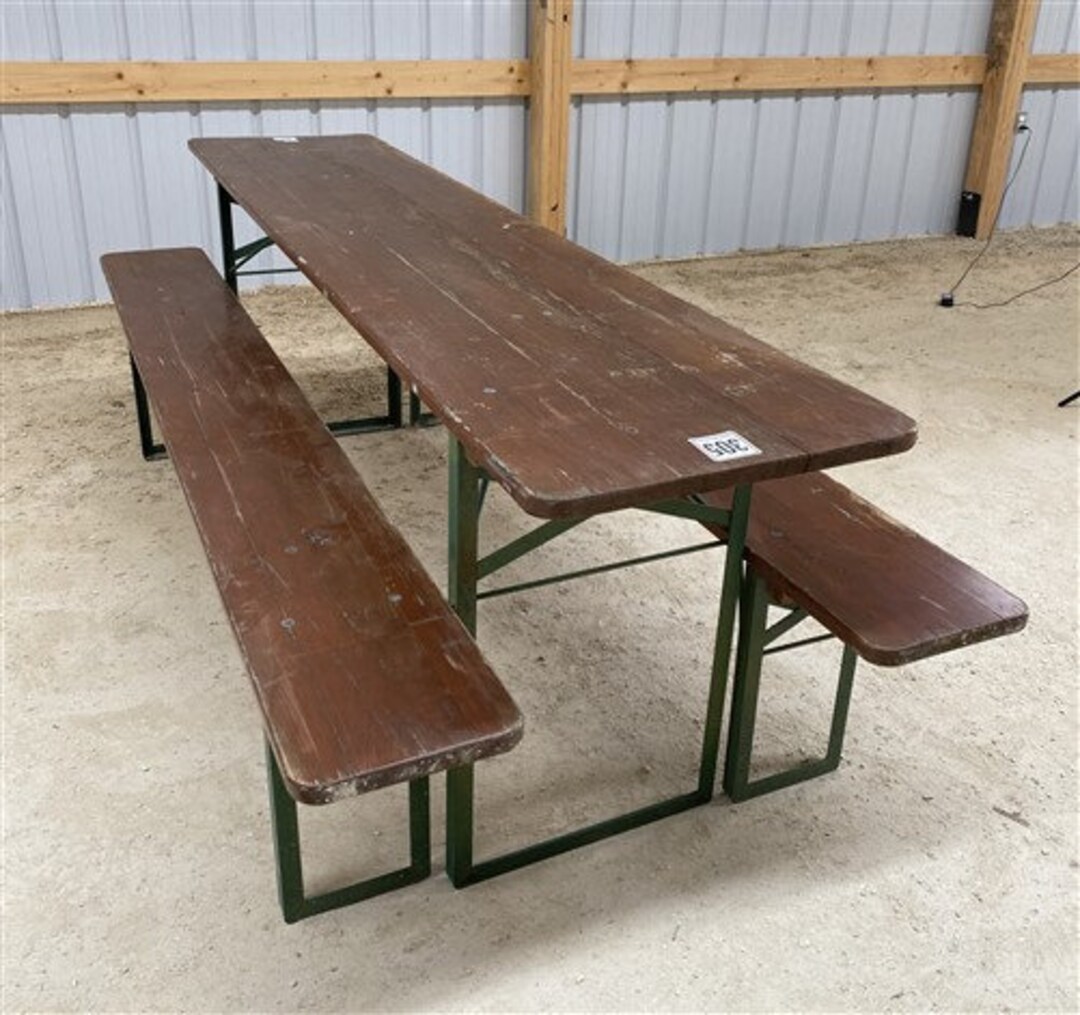 Wood Vintage German Beer Garden Table and Benches, Oktoberfest Picnic ...