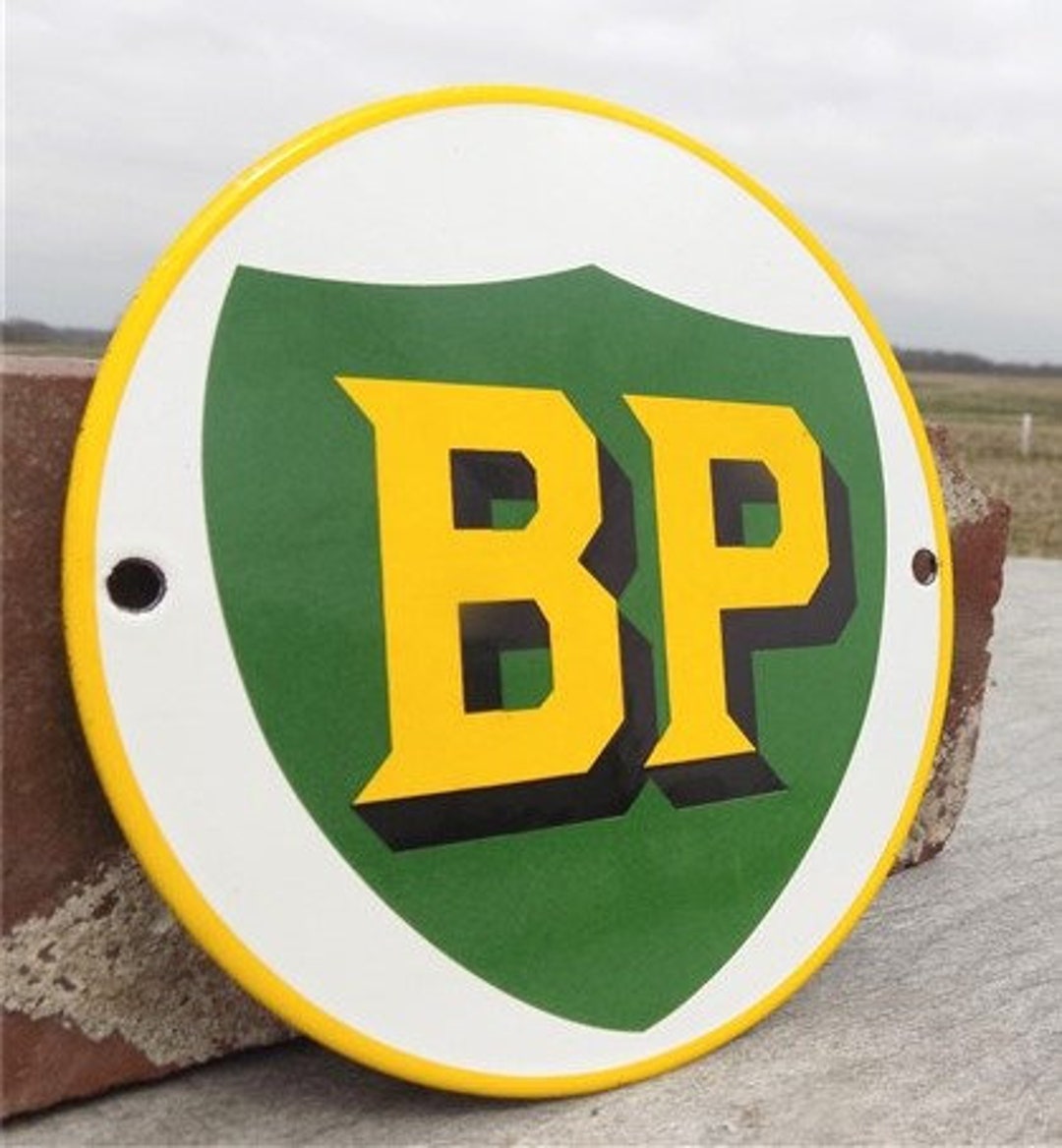BP British Petroleum Sign, Metal Porcelain Advertising, Gas Station Oil ...