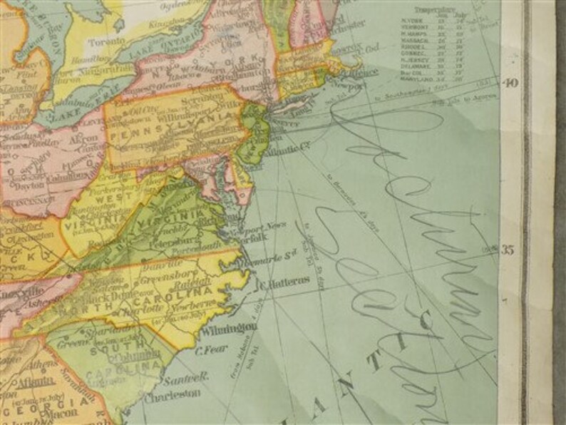 United States Mexico Nystrom Map Vintage Canvas Historical - Etsy