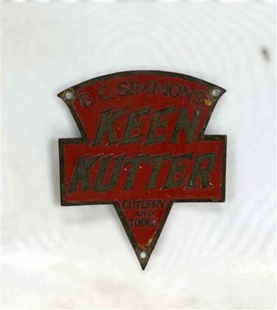 Keen Kutter Brass Enamel Logo Emblem Badge, Vintage EC Simmons ...