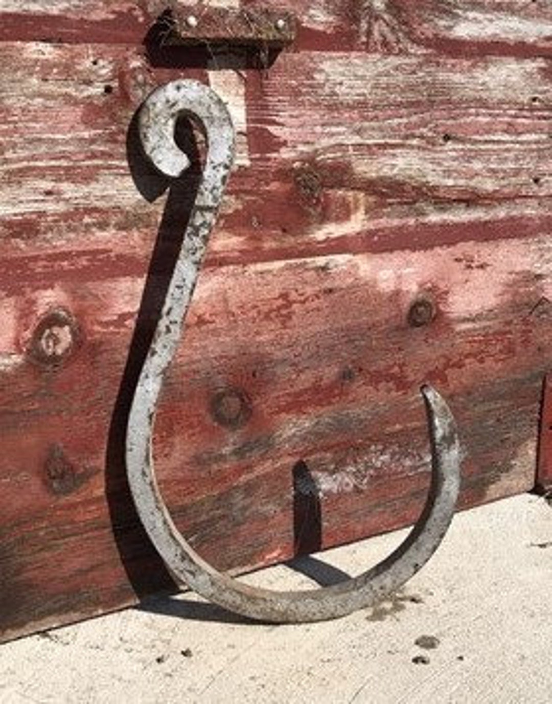 Hand Forged Metal Hook, Industrial Age Rigging Hook, Large Nautical ...