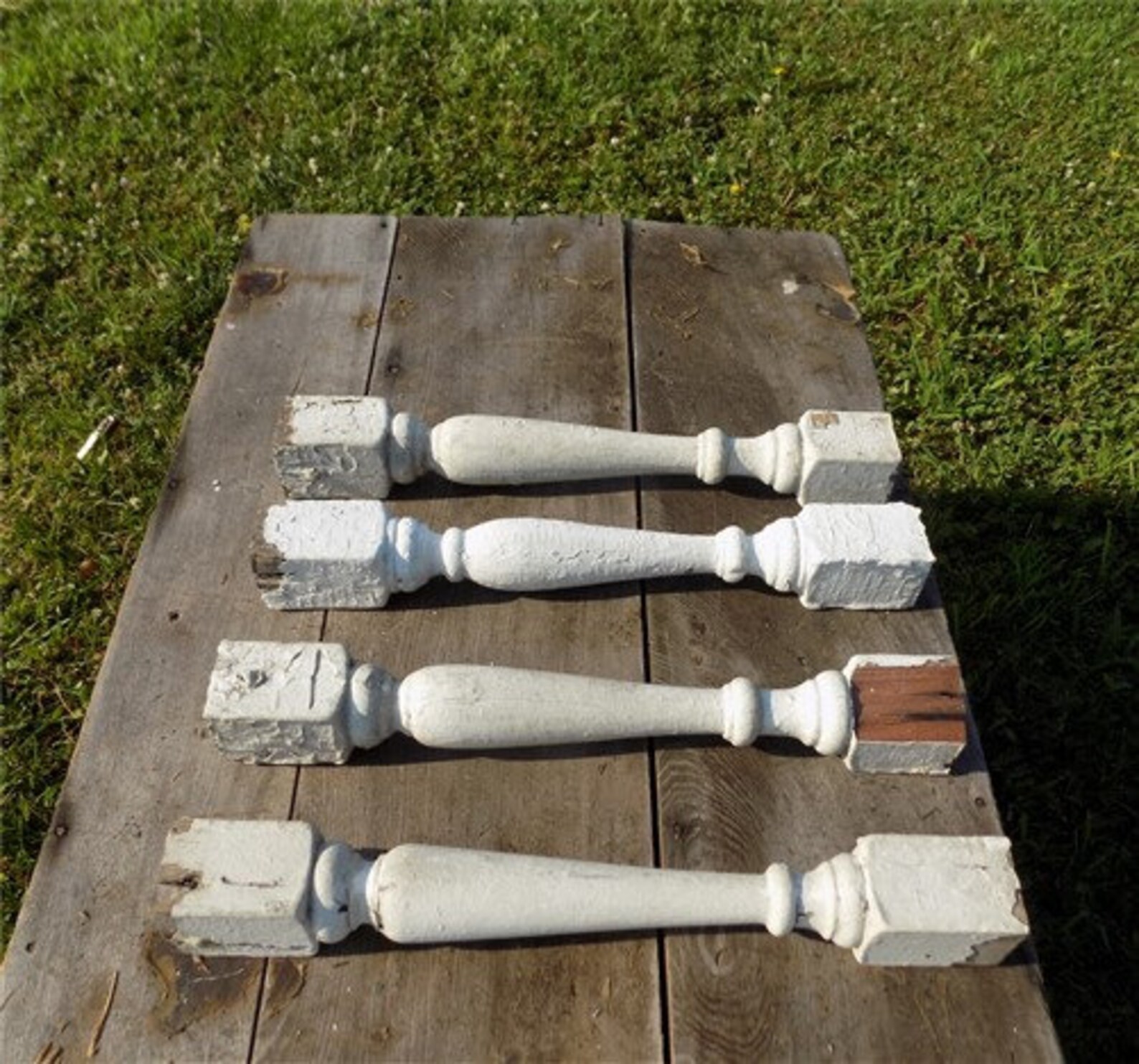 4 Balusters White Wood Architectural Salvage Spindles Porch - Etsy