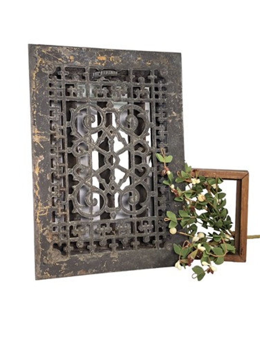 Ornate Art Deco Cast Iron Grate Vintage Wall Floor Fireplace Register ...
