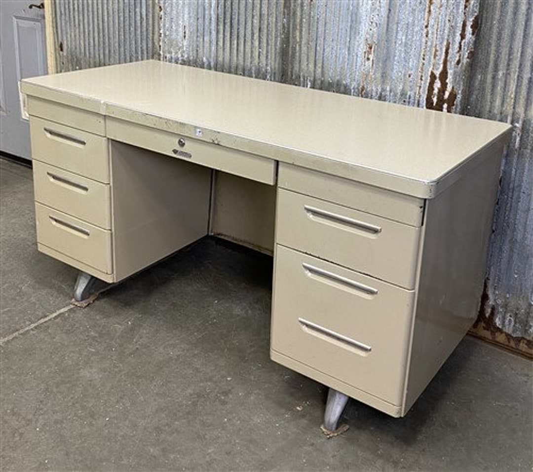 Vintage Mid Century Desk Home Office Furniture Desk With Drawers ...