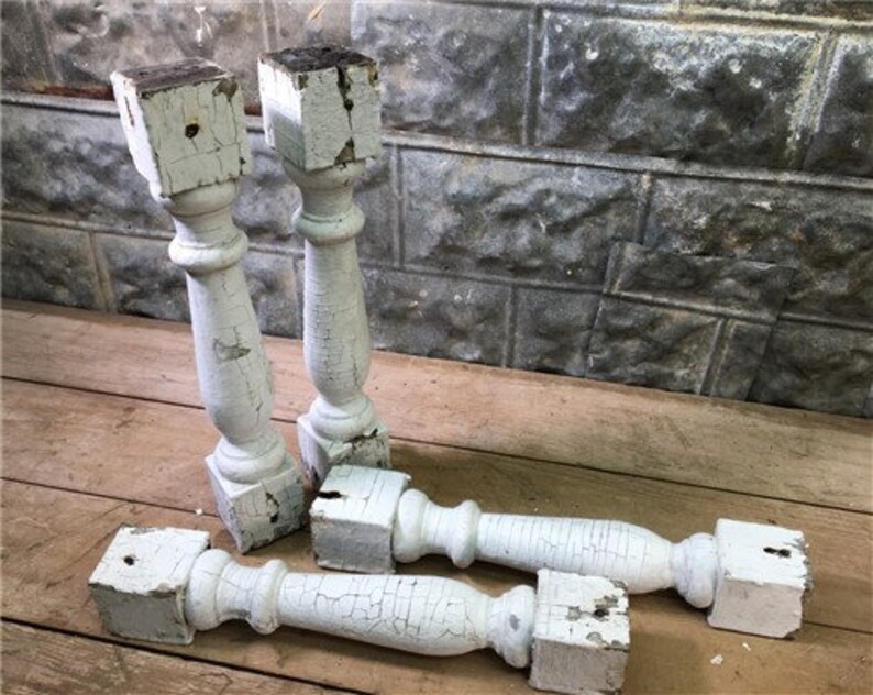 4 Balusters White Wood Architectural Salvage Spindles Porch | Etsy
