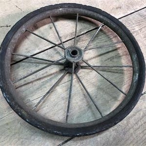 4 Vintage Metal Spoke Baby Buggy Wheels Pedal Car Garden Cart Pumpkin ...
