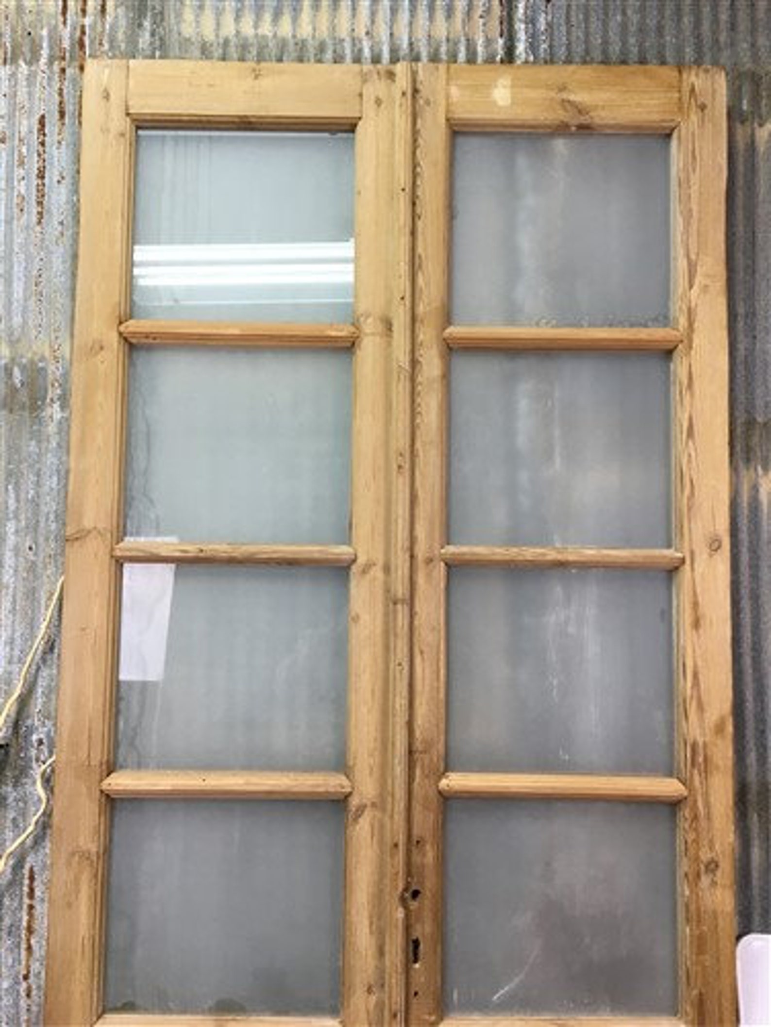 4 Pane Antique French Doors Double Doors Frosted Glass Pane Etsy