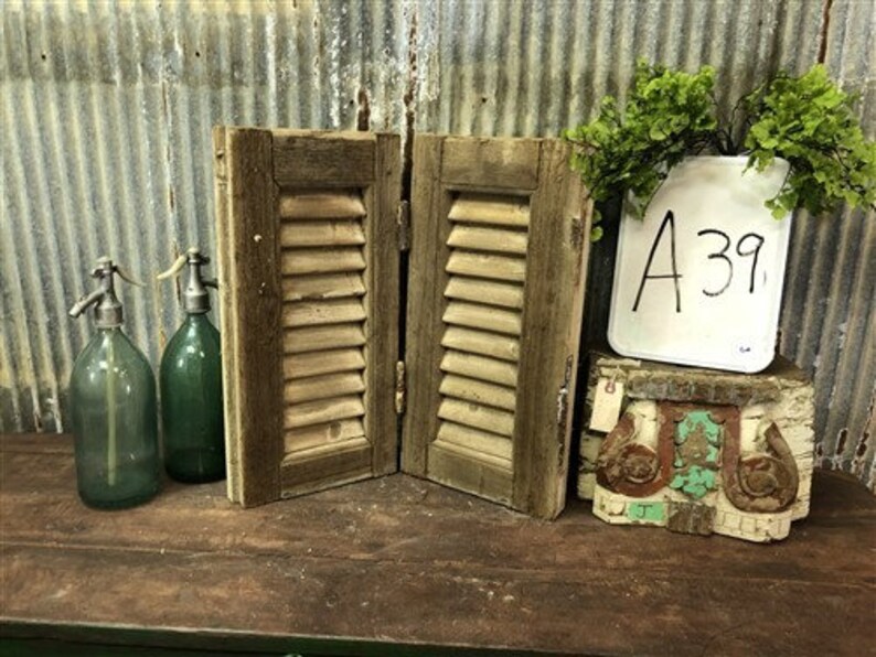 Small Antique Farmhouse Shutter Natural Wood Shutter | Etsy