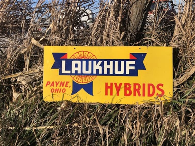 Laukhuf Hybrids Vintage Metal Advertising Sign Payne Ohio - Etsy