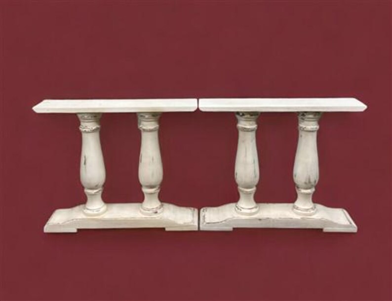 Pair of Narrow Dining Table Legs, Solid Wood Table Base, Turned Trestle ...
