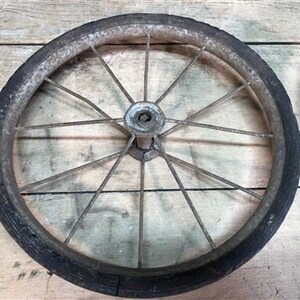 4 Vintage Metal Spoke Baby Buggy Wheels Pedal Car Garden Cart Pumpkin ...