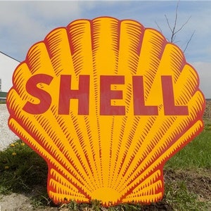 Large Shell Sign, Metal Porcelain Sign, Advertising Sign, Gas Station ...