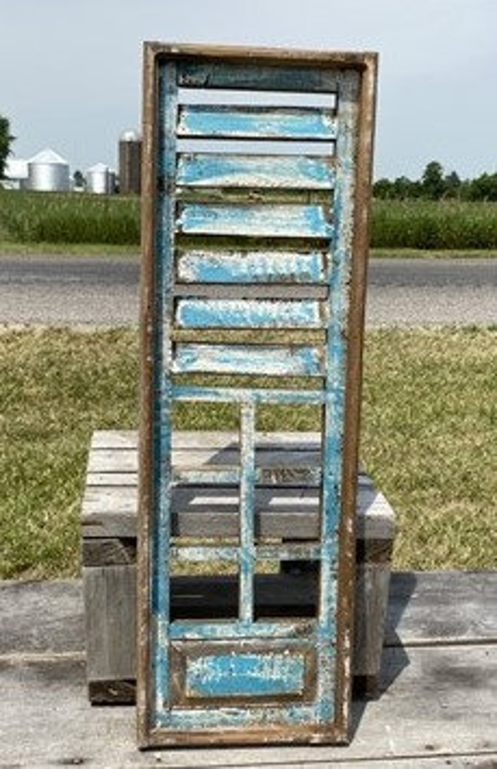 Blue Half Moon Shutter Window Frame, Architectural Window, Decorative ...