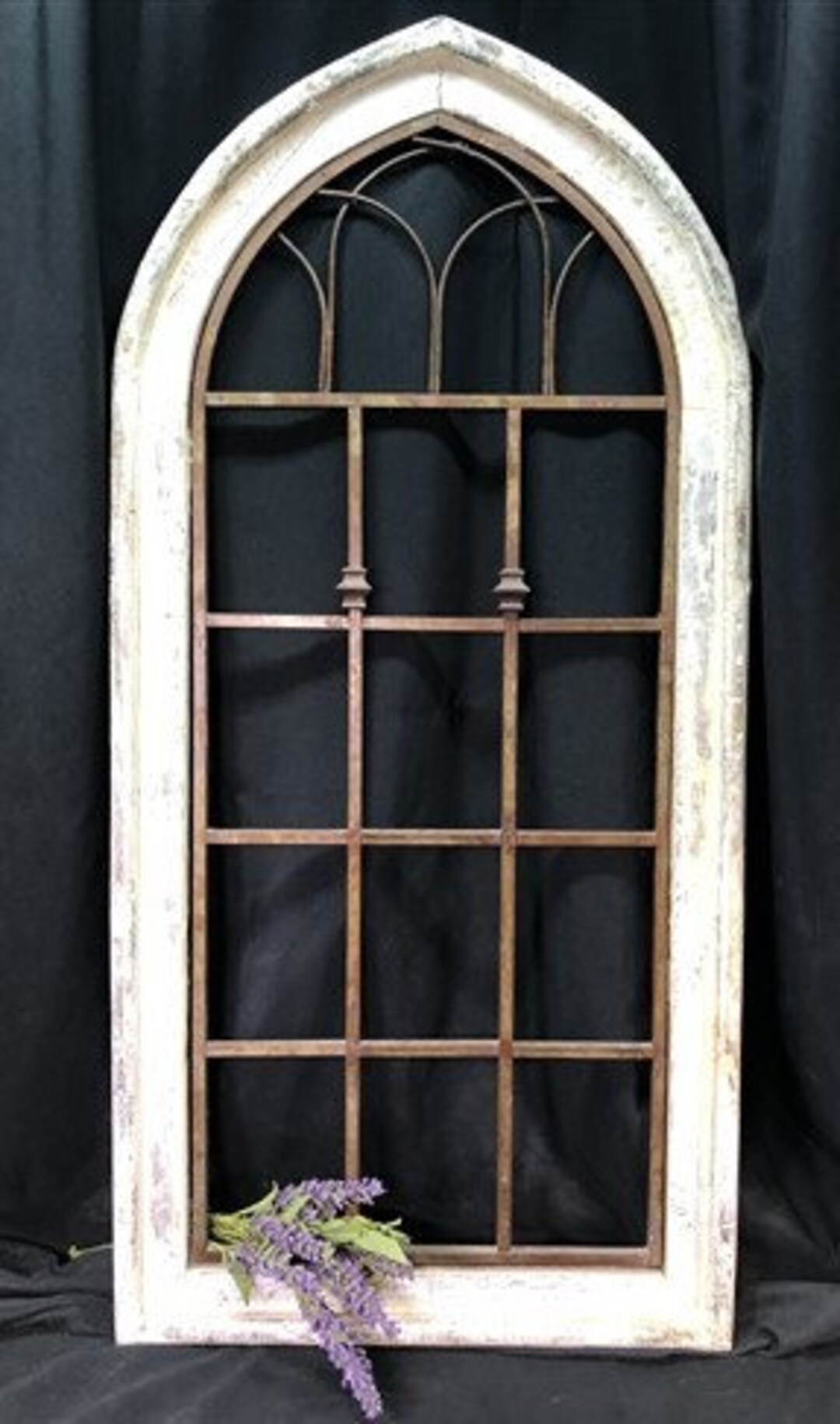 Arched Church Window Frame, Wood Metal Gothic Window Frame, Farmhouse ...